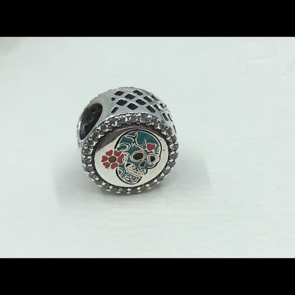 Pandora | Jewelry | Pandora Blue Rare Skull Charm | Poshmark